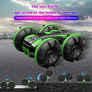 ShuQiaoSi Amphibious RC Car Remote Control Boat for Kids,Water Land Beach Car 2.4 GHz 4WD RC Stunt Truck Toys for 6-12 Year Boys Girls Christmas Birthday Gifts