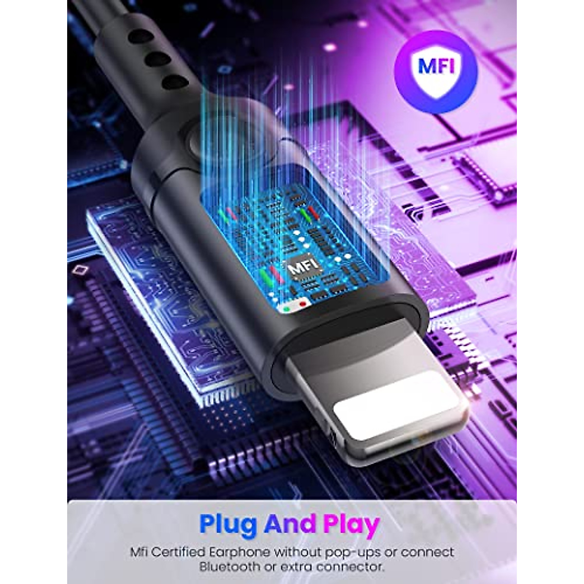 iMangoo for Apple Headphones Magnetic HiFi Stereo Bass Wired Earbuds MFi Certified Headset Lightning Earphones with Microphone Volume Control for iPhone 14 Plus 13 Pro Max 12 Mini 11 10 XS XR Purple