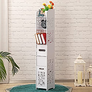 DOEWORKS Bathroom Storage Cabinet for Small Space, Standing Shower Stand Organizer, Corner Decor Small Storage Rack Shelving Unit, White