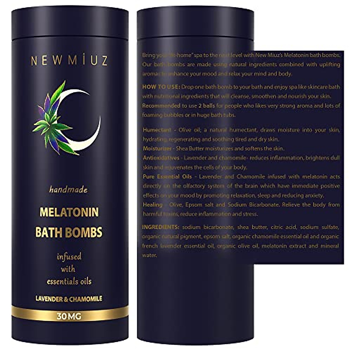 Sleep Melatonin Bath Bombs Lavender Chamomile Essential Oils Calming Natural Bubble Bath Shower Fizzies Spa Gifts Set Mother's Birthday Christmas Women Perfect Stocking Stuffers