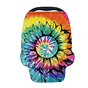GLENLCWE Spiral Tie Dye Mandala Print Car Seat Canopy for Baby Boys Girls,Nursing Cover for Breastfeeding,Multifunctional Cover,Mom Scarf