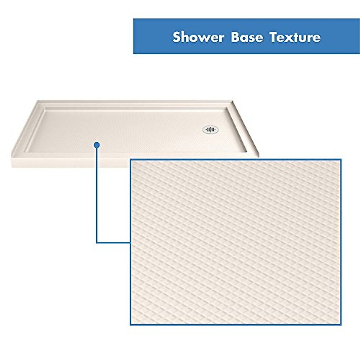 DreamLine SlimLine 36 in. D x 60 in. W x 2 3/4 in. H Right Drain Single Threshold Shower Base in Biscuit, DLT-1136602-22