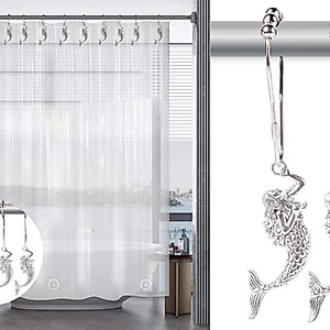 URTAINGS 12 Pcs Decorative Shower Curtain Rings Shower Curtain Ring Home Bathroom Stainless Steel Rustproof Skeletons with Decor Accessories