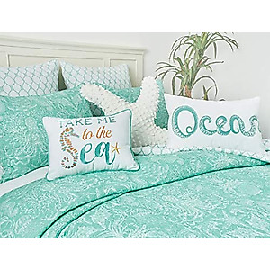 C&F Home Octopus Ocean Beaded Pillow Sealife Decor Decoration Throw Pillow for Couch Chair Living Room Bedroom 14 x 22 Seafoam