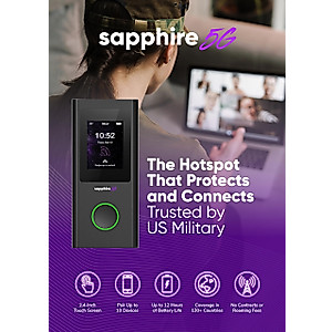 TravelWifi Sapphire 5G Mobile Hotspot, Portable WiFi Hotspot for Travel, CloudSIM Technology, Large Touch Screen, Network Congestion Monitoring, Preloaded 5GB Free Global Data, Optional Sim Card Slot