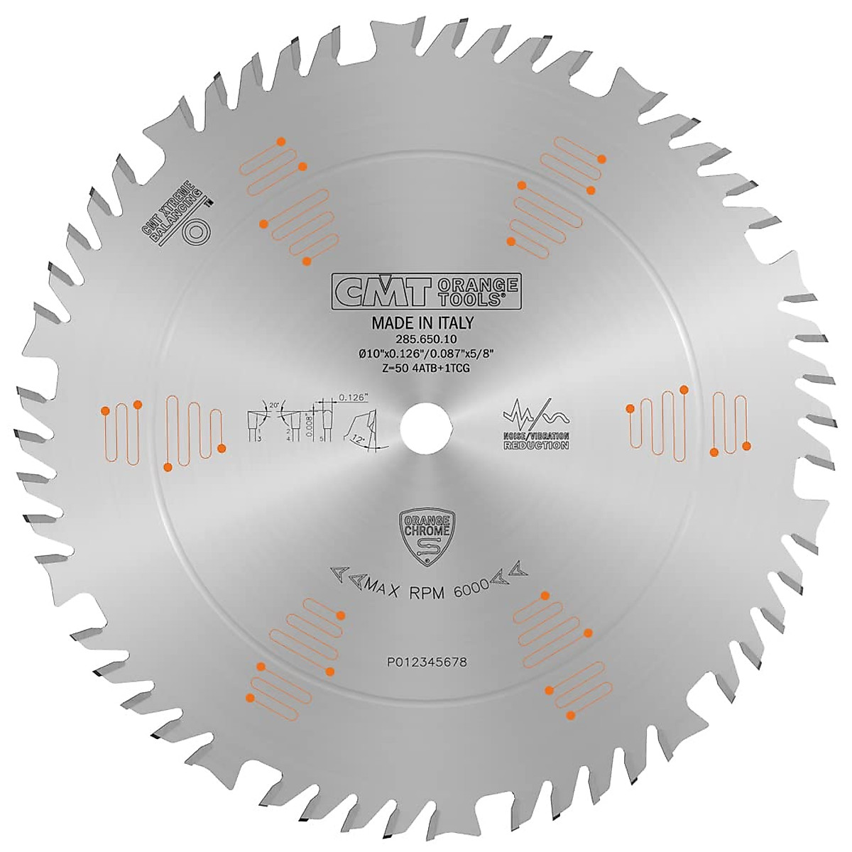CMT 285.650.10 Orange Chrome Combination Blade 10" x T50 ATB+TCG