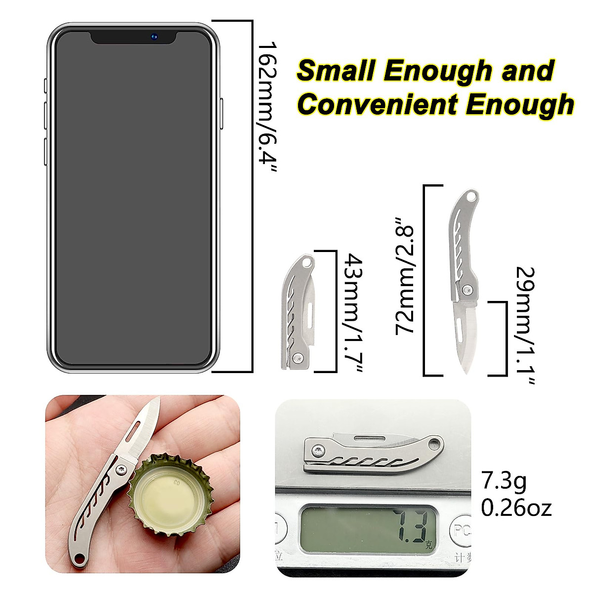 PJYTAC Mini Titanium Folding Pocket Knife, Very Small Portable Keychain Knife for Daily Use and Outdoors