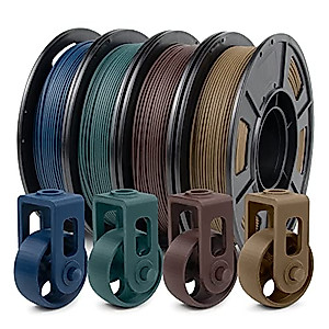 iSANMATE 3D Printer Filament, Colorful Carbon Fiber Filament Bundle, PLA Filament 1.75mm Carbon Fiber Pla(Blue, Army Green, Coffee, Brown), High-Accuracy +/- 0.02 mm, 250g x 4 Spool
