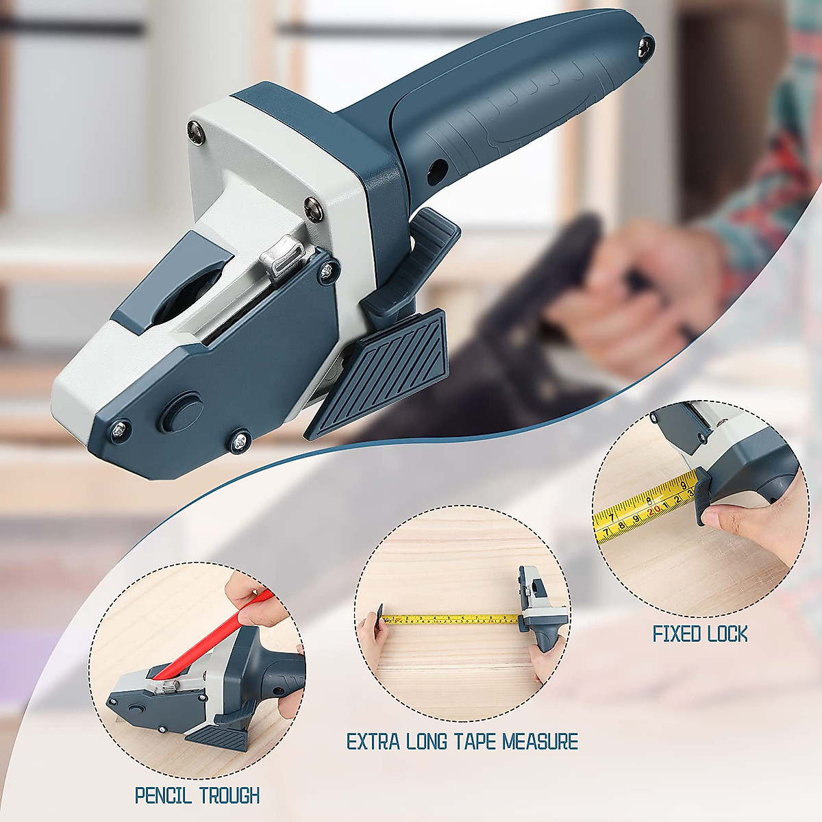 Gypsum Board Cutting Tool Multifunctional Woodworking Panel Cutter with Tape Measure kt Board Cutting Tool Kit Includes 1 Gypsum Board Cutter, 1 Pencil and 5 Blades