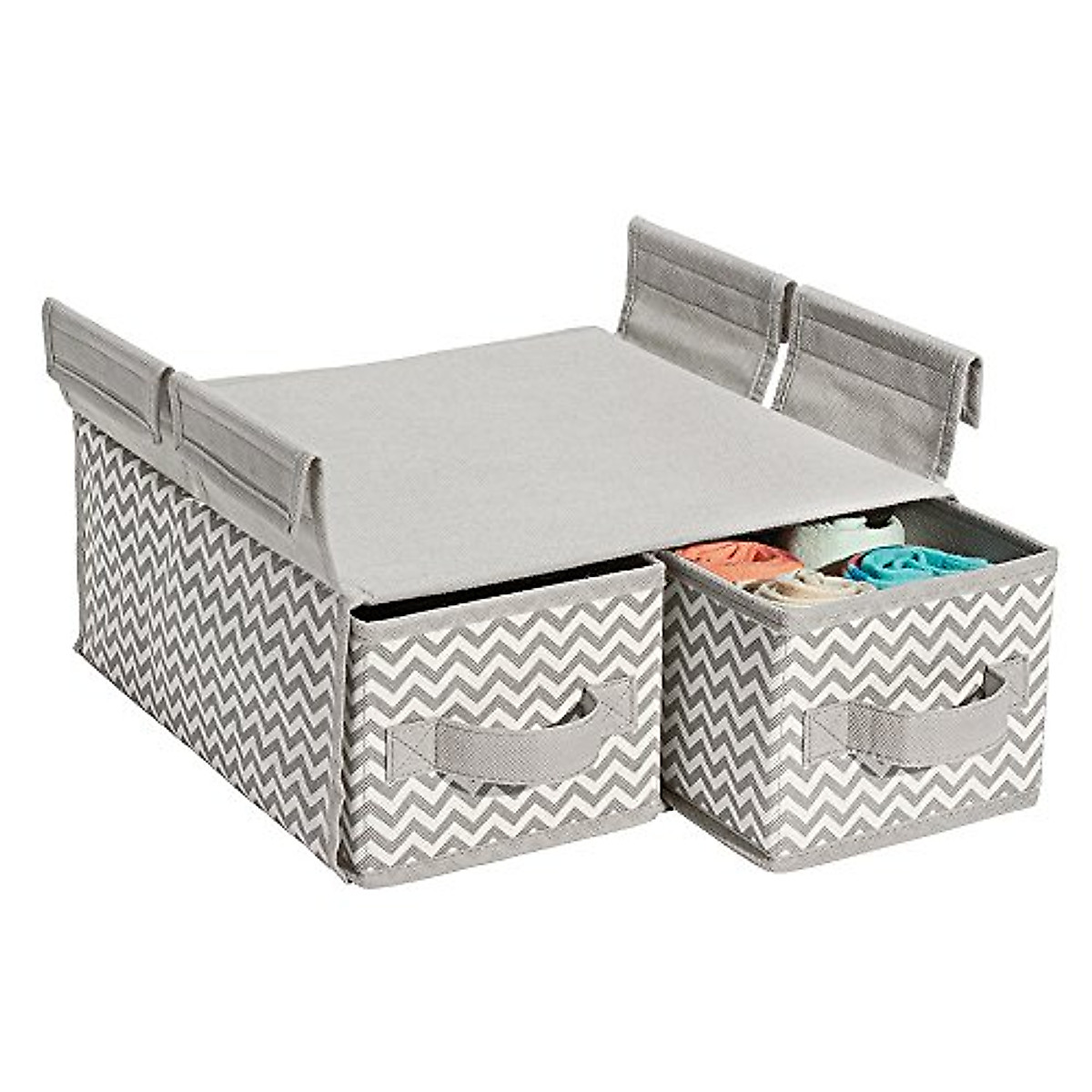 InterDesign Chevron Soft Closet Storage - Hanging Shelf with Two Drawers for Wire Shelving Systems, Taupe/Natural