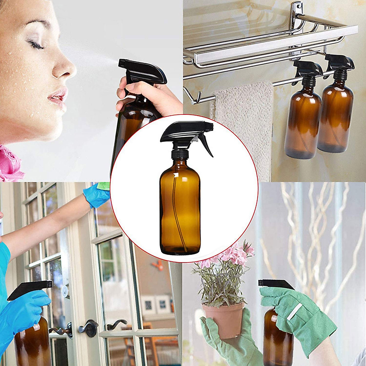 Amber Glass Spray Bottles,Glass Spray Bottles for Cleaning Solutions"Glass Spray Bottle,Window Cleaners Aromatherapy Facial Hydration Watering Flowers Hair Care Empty Amber Glass Spray Bottles