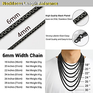 PROSTEEL Round Link Chain Layering Necklace Mens Jewelry Minimalist Chain Statement Black Necklace for Men