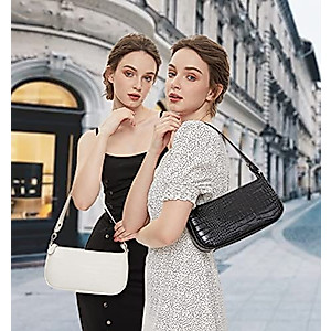 HROECHY Woven Shoulder Bags for Women Small White Purse Knoted Handbag Crocodile Pattern Clutch 90s Purses