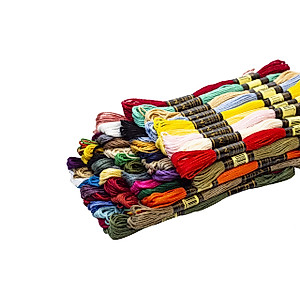 UMC STAG Pack of 50 Popular Colours Premium Embroidery Thread | 100% Egyptian Cotton Premium Skeins | Cross Stitch Embroidery Floss | Oeko TEX Certified Stranded Cotton | Ideal for Arts & Crafts