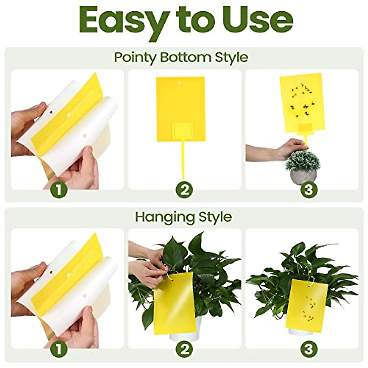 400 Pieces Sticky Traps for Gnats Yellow Dual Sided Sticky Traps for Indoor and Outdoor Fruit Fly Plant Sticky Traps with Twist Ties and Plastic Holders for Flying Plant Insect, Fungus Gnats