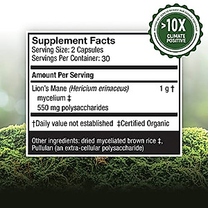 Host Defense, Lion's Mane Capsules, Promotes Mental Clarity, Focus and Memory, Mushroom Supplement, 60 Count