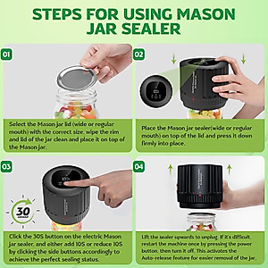 Wizcave Mason Jar Vacuum Sealer, Wide & Regular Mouth Jar sealer for Mason jars Electric Mason Jar Vacuum Sealer Kit for Freeze Dried Food Storage and Preservation