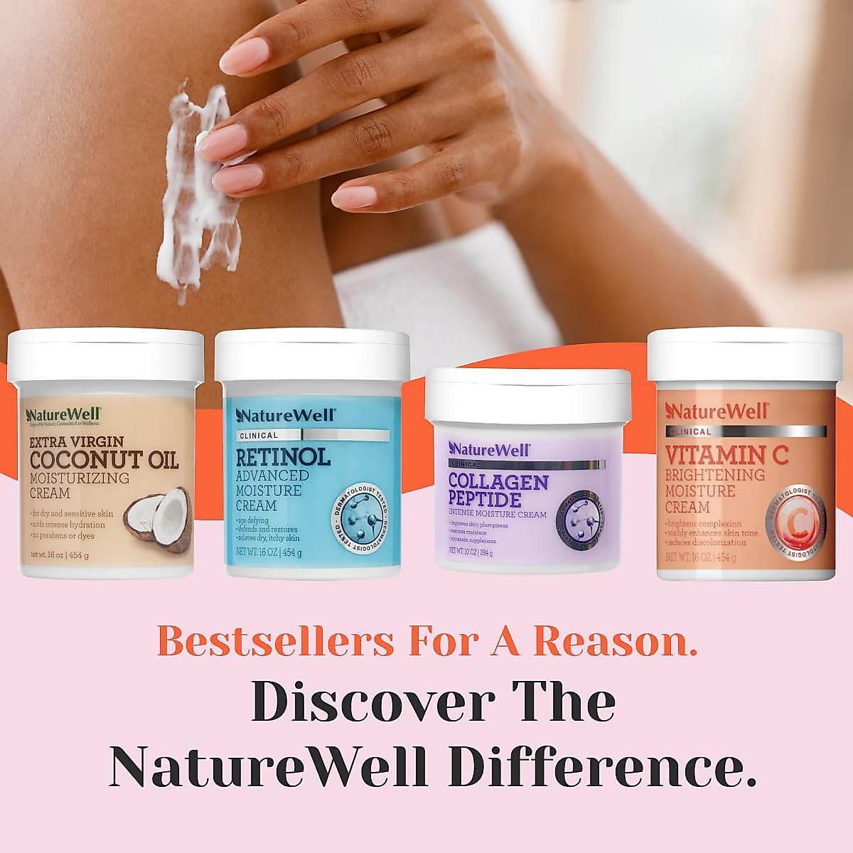 NATURE WELL Clinical Collagen Peptide Intense Restoring Moisture Cream & Retinol Advanced Anti-Aging Moisture Cream Bundle For Face, Neck, & Body