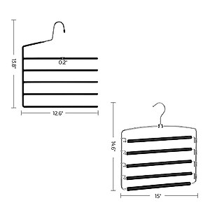 SONGMICS Set of 3 Pants Hangers and Set of 4 Open-Ended Clothes Hangers Bundle, Pants Organizer Hangers, Sliver and Black UCRI041BK and UCRI034B02
