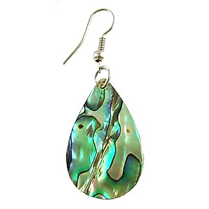 Swimmi Iridescent Paua Abalone Shell Earrings, Teardrop Natural Abalone Earrings for Women, Handmade Dangle Drop Seashell Earrings Fashion Jewelry BA196
