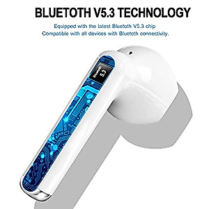 xinwld Wireless Earbuds, Bluetooth 5.3 Headphones with 4 Mics, Wireless Headphones ENC Noise Cancelling Earbuds, Ear Buds Wireless Bluetooth Earbuds,25H Playtime Wireless Earphones, LED Display, White