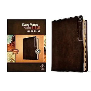 Every Man’s Bible NLT, Large Print, Deluxe Explorer Edition (LeatherLike, Rustic Brown, Indexed)