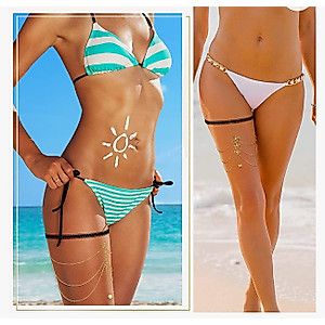 Leg Chain Thigh Chain Cool Leg Chain Boho Jewelry Fashion Body Jewelry Accessory for Women and Girls (Gold 3PCS)
