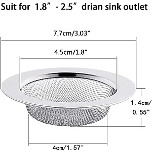 Generic 2 Pack Kitchen Sink Strainer, Stainless Steel Mesh Drainage Strainer, 7.5cm Drainage Strainer, Bathroom Sink Stopper, Hair Receiver for Kitchen Sink, Bathroom, Washbasin