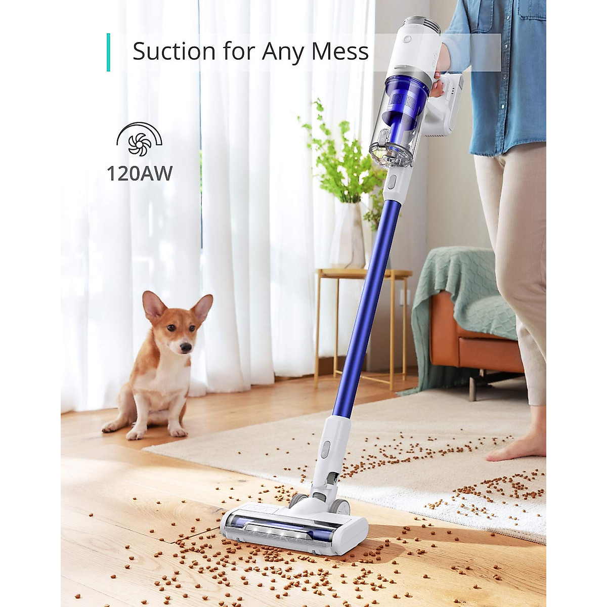 eufy by Anker, HomeVac S11 Go, Cordless Stick Vacuum Cleaner, Lightweight, Cordless, 120AW Suction Power, Detachable Battery, Cleans Carpet to Hard Floor