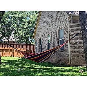 Garden Hammocks Comfortable Fabric Hammock Portable with Carrying Bag for Outdoor Patio Yard Backyard, Beach, Camping Travel, Load Capacity Up to 550 Lbs Canvas Cotton Hammocks (Rainbow)