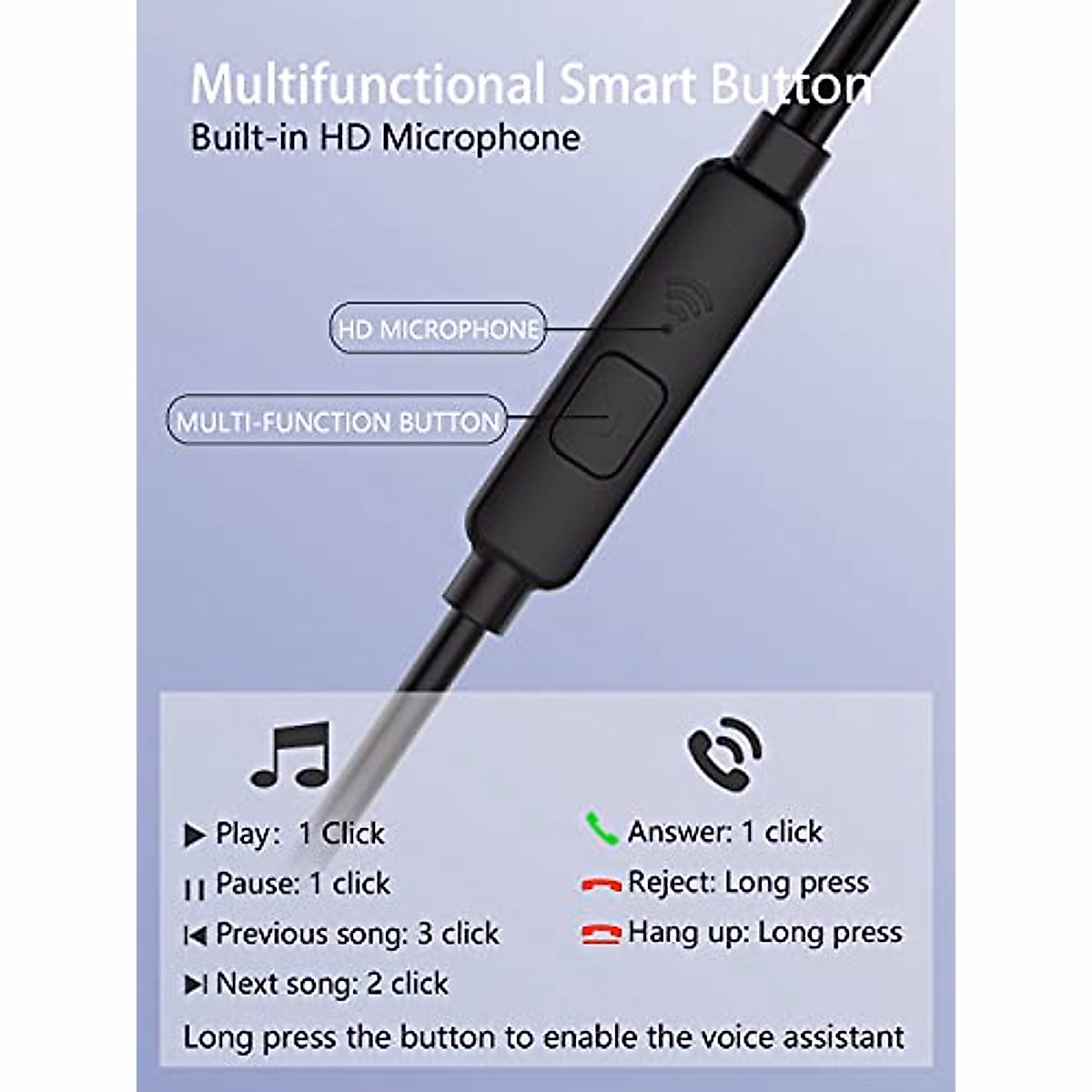 HAPPYAUDIO W1 Stereo Headphones for 3.5mm Jack with Metal bass with Microphone for Game Sports Call up