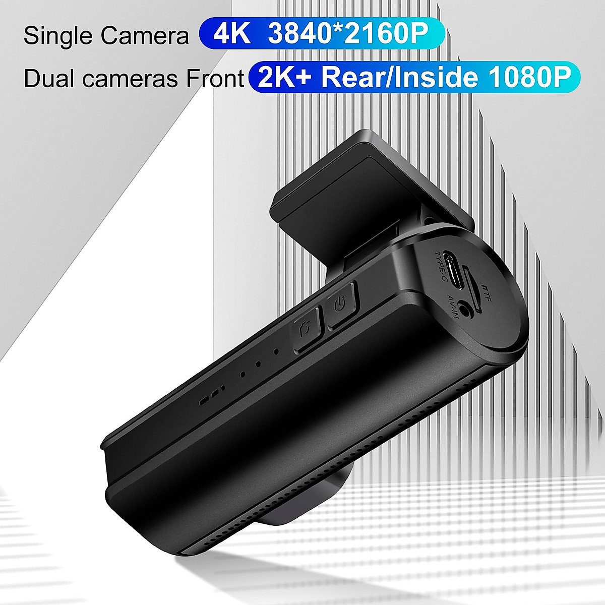 Dash Cam with 4K Front and Inside 1080P Recording, Wireless Dual Car Camera with Night Vision and 24/7 Parking Mode - Perfect for Uber and Baby Car Monitoring (64GB Micro SD Card Supplied)