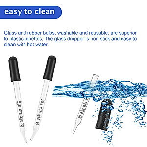 MRXBN Eye Dropper, Glass Medicine Droppers for Dose and Measurement 1 mL Capacity- Bent Tip Calibrated Dropping Pipettes for Essential Oils, Resin Stain and Other Liquids (Bent Tip 20pcs)