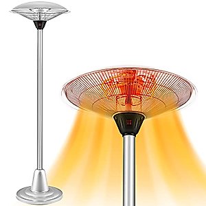LHRIVER Electric Outdoor Patio Heater, 1500W Freestanding Infrared Heater with 2 Adjustable Switch Mode, Quiet Operation,Dust &Waterproof IP34 750W/1500W, Ideal for garden, Outdoor/Indoor Use