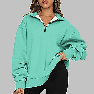 Bidobibo Womens Oversized Half Zip Pullover Long Sleeve Sweatshirt Quarter Zip Hoodie Sweater Teen Girls Fall Y2K Clothes Mis Pedidos Streetwear Shirts Sudaderas Largas De Mujer