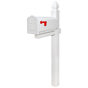 Gibraltar Mailboxes Parsons Medium Capacity Rust-Proof Plastic White, Post-Mount Mailbox, PL10W0201