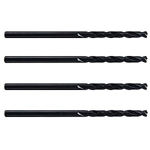 MAXTOOL 7/32"x6" 4pcs Identical Aircraft Extension Drills HSS M2 Extra Long Deep Twist Drill Bits Straight Shank Fully Ground Black; ACF02B06R14P4