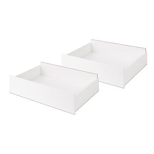 Prepac Select Rolling Storage Drawers for 4-Post Storage Bed, Set of 2 Storage Bed Drawers on Wheels 24.25" D x 39.25" W x 9.75" H, White, WBQK-1303-1