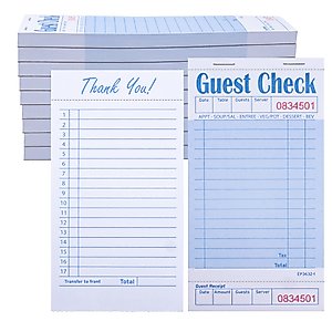 ESSENTIAL Guest Check Books 3.5" x 6.75", 500 Sheets Server Note Pads and Waitress Order Books with Bottom Receipt (10 Books)