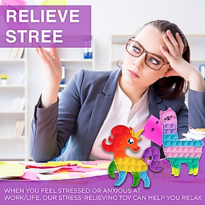 SOOTHE MIND Silicone Push Pop It Bubble Stress Relief Toy Purpose for Unisex Kids and Adults, Smiling Unicorn and Alpaca