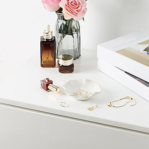 BEUNAIZER Jewelry Dish Tray, Ring Dish, Ceramic Trinket Tray, Key Bowl, Decorative Plate, Gifts for Friends Sisters Daughter Mother (milky white)