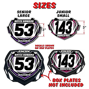 MxNumbers- BMX Box Plate Decals | Multicolored Bike Race Number Graphics | Custom with Your Name, Number & Colors | Fits Box Plate Phase 2 Junior and Senior