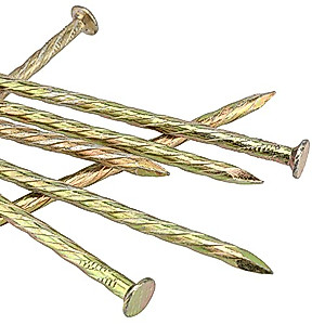 MOUYAT 100 PCS 6 Inch Metal Galvanized Spiral Spike, Landscape Garden Stakes Carpentry Nails Edging Anchors for Artificial Turf, Paver Edging, Construction, Weed Barrier, Tent, Gold