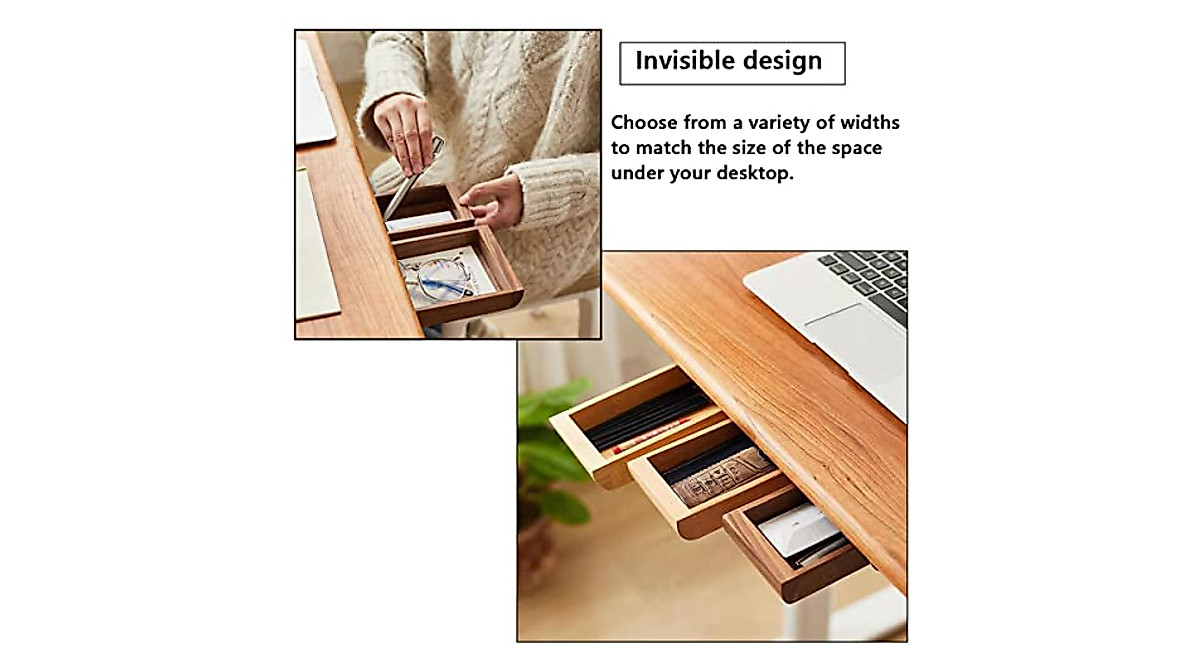 Under Desk Wooden Storage Box Walnut — Discreet, Space-Saving Organizer