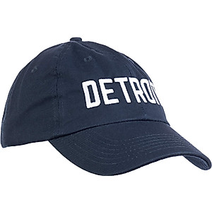 Ann Arbor T-shirt Co. Detroit | Classic Retro City Detroiter 313 Cool Michigan Men's or Women's Cap Dad Hat- Navy
