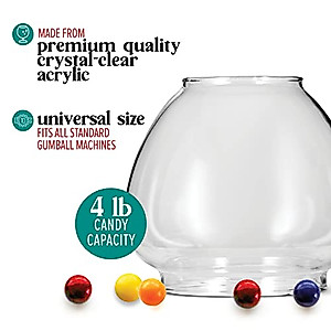 Gumball Machine Acrylic"SHATTERPROOF" Replacement Bowl Ball for 15inch Gumball Machines - Compatible with The Candery and Most Other 15inch Models