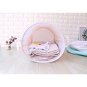 Mziart Storage Bins, 19.7" Large Storage Basket Canvas Nursery Hamper Collapsible Laundry Baskets Waterproof Organizer Basket with Gradient Design for Toys Clothes Kids Bedroom (Pink)