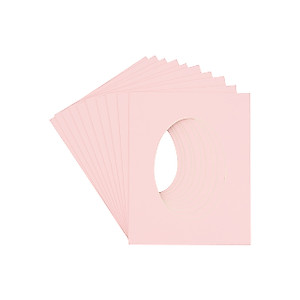 CountryArtHouse Soft Pink Acid Free 8x10 Oval Picture Frame Mat with White Core Bevel Cut for 5x7 Pictures - Fits 8x10 Frame - Pack of 25 Matboards