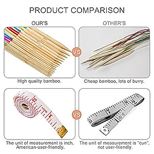 18 Pairs Bamboo Knitting Needles Set, Vancens Circular Wooden Knitting Needles with Colorful Plastic Tube, Small Tools for Weave are Included, 18 Sizes: 2mm - 10mm, 31.5" Length