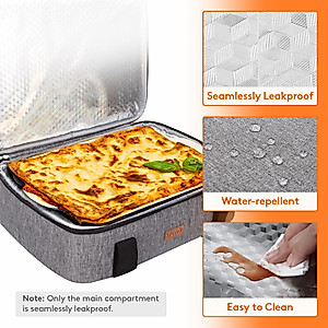 Lifewit Insulated Casserole Carrier for Hot or Cold Food, Casserole Dish Carrying Case, Lasagna Holder for Potluck Parties/Picnic/Cookouts, Fits 9"x13" Baking Dish, Grey